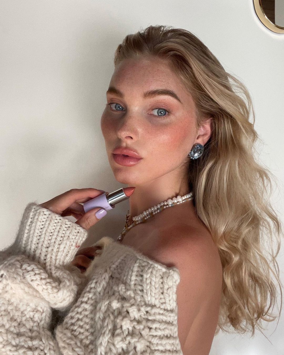 Elsa Hosk Wearing My Laboucherougeparis Le Nude Elsa Lipstick On Lips Cheeks And Eyelids